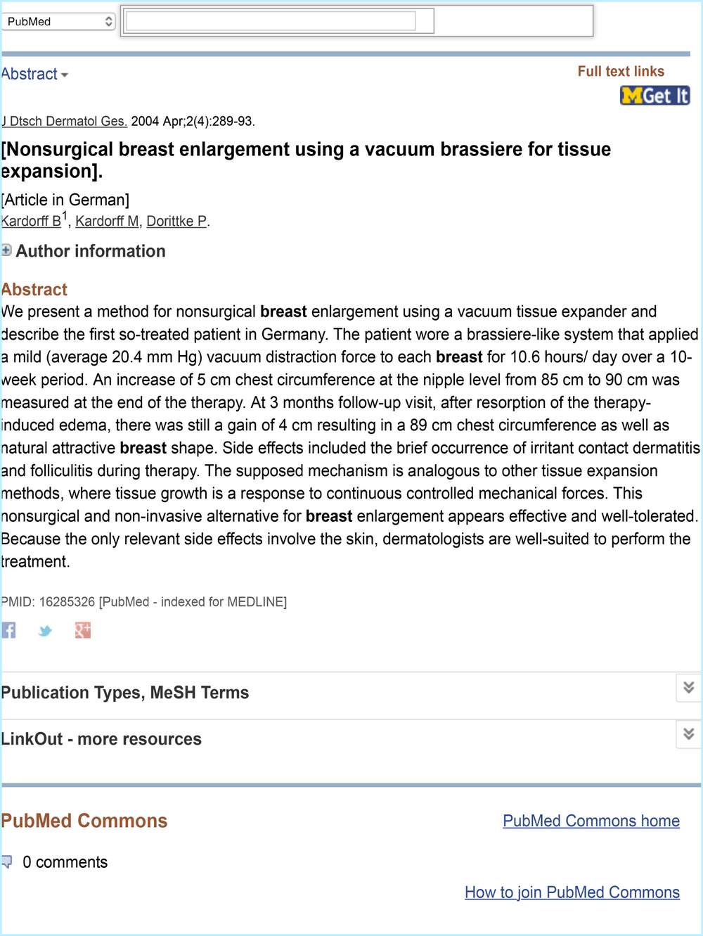Breast Enlargement Augmentation | Scientific Publications – EVEBRA
